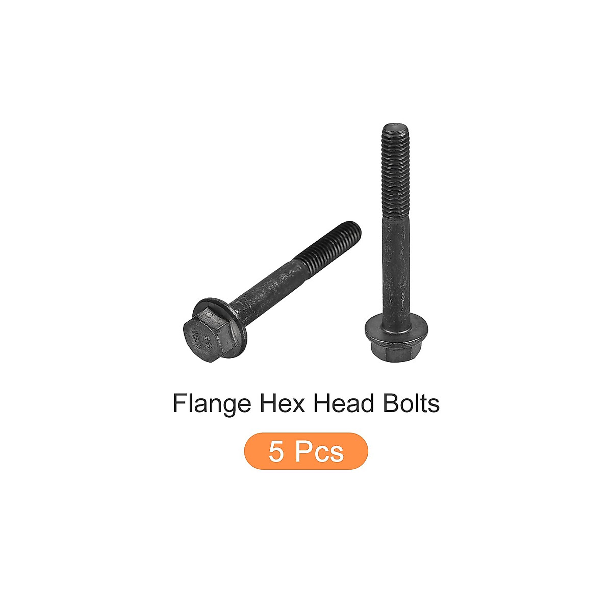 METALLIXITY Flanged Hex Head Bolts (M6x45mm) 5pcs, Hexagon Flange Bolt Half Thread Screw - for House Construction Hardware Fasteners