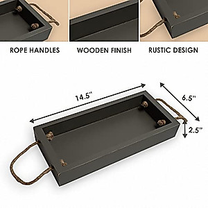 YELLOW LOTUS Toilet Tank Tray - Tray for Bathroom Countertop Organizer, Decorative Toilet Tank Topper Tray, Over The Tank Toilet Paper Holder, Grey Toiler Paper Basket for Back of Toilet, 14 inch