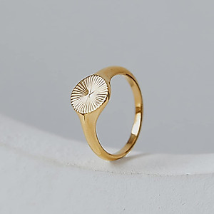 MYNENEY Gold plating high polished Stainless Steel stackable Wedding rings for women ins jewelry gift (Gold, 12)