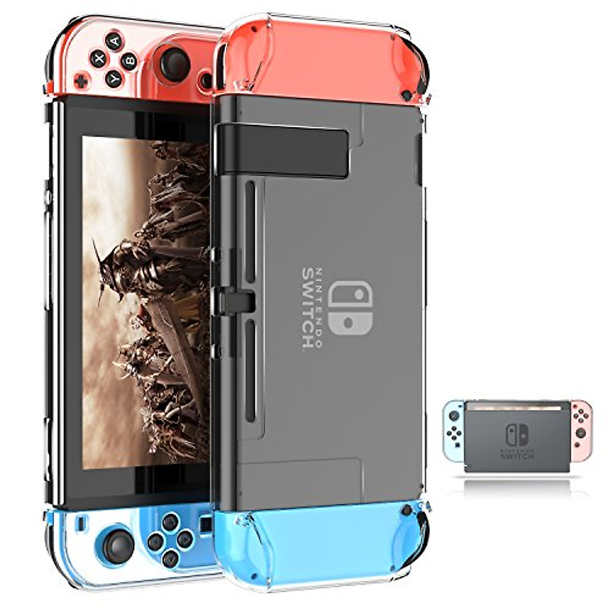 ZIIDII Dockable Switch Case for Nintendo, Nintendo Switch Games Protective Hard Carrying Clear Cover Case for Nintendo Switch Console Joy Con Controlle