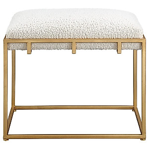 Uttermost Paradox 23 1/2" Wide White Faux Shearling Small Bench
