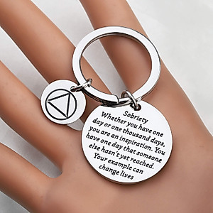 PLITI Sobriety Gift Addiction Recovery Gift Sober Gift Recovery AA Alcoholics Anonymous Birthday Gifts AA NA Gift Sobriety Keychain (Sobriety change lives)
