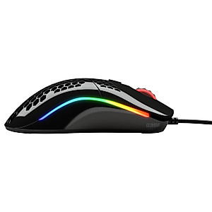 Glorious Model O- (Minus) Compact Wired Gaming Mouse - 58g Superlight Honeycomb Design, RGB, Pixart 3360 Sensor, Ambidextrous, Omron Switches - Glossy Black