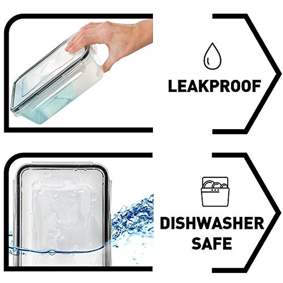 fullstar (12 Pack Food Storage Containers with Lids - Black Plastic Food Containers with Lids - Plastic Containers with Lids - Airtight Leak Proof Easy Snap Lock and BPA-Free Plastic Container Set