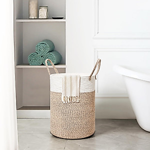 Woven Laundry Basket Laundry Hamper for Bedroom, Dirty Clothes Hamper Tall Basket, Boho Laundry Basket Nursery Hamper, 58l Large Laundry Hamper Dirty Clothes Basket Clothes Hampers for Laundry Blanket
