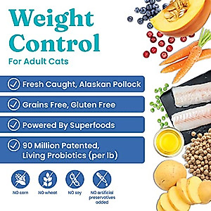 Solid Gold - Fit as a Fiddle Weight Management Cat Food - Low Calorie Grain Free Dry Cat Food Recipe with Alaskan Pollock - Superfoods & Probiotics for Gut Health and Immune Support