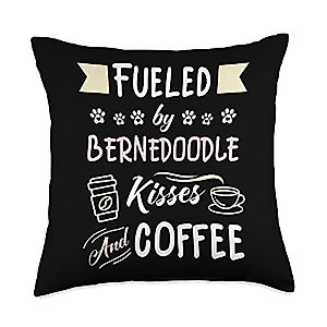Mini Bernedoodle Shirts And Gifts Mini Bernedoodle Mom Bernese Mountain Poo Coffee Lover Throw Pillow, 18x18, Multicolor