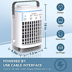 Portable Air Conditioners, Personal Evaporative Air Cooler with 4 Wind Speed & LED Light, Top Fill 700ML Mini Air Conditioner, Small Desktop Quiet Cooling Fan for Room, Office, Car, Outdoor