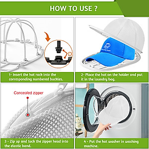 Hat Washer Cage Hat Cleaner, Hat Washer for baseball caps for Washing Machine or Dishwasher, Ball Cap Washer Frame for Flat & Curved Hats.2-Pack White