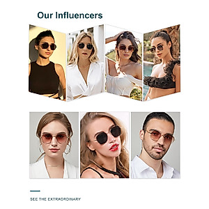 SOJOS Hexagon Square Polarized Sunglasses for Women Men Retro Gold Rim Wire Frame Polygon Shades SJ1101, Black Frame/Grey Lens