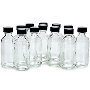 Vivaplex, 12, Clear, 2 oz Glass Bottles, with Lids