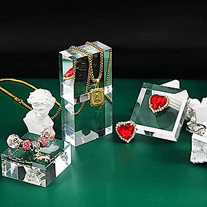 GUANLI Acrylic Square Display Block,Clear Riser Transparent Display Cases for Collectibles, Base,T Acrylic Square Display
