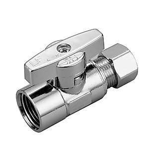 Minimprover 2 Pack Premium Brass Chrome plated 3/8" FIP Female Thread x 3/8 Inch OD Compression Quarter Turn Straight Water Angle Stop Valve Shut Off