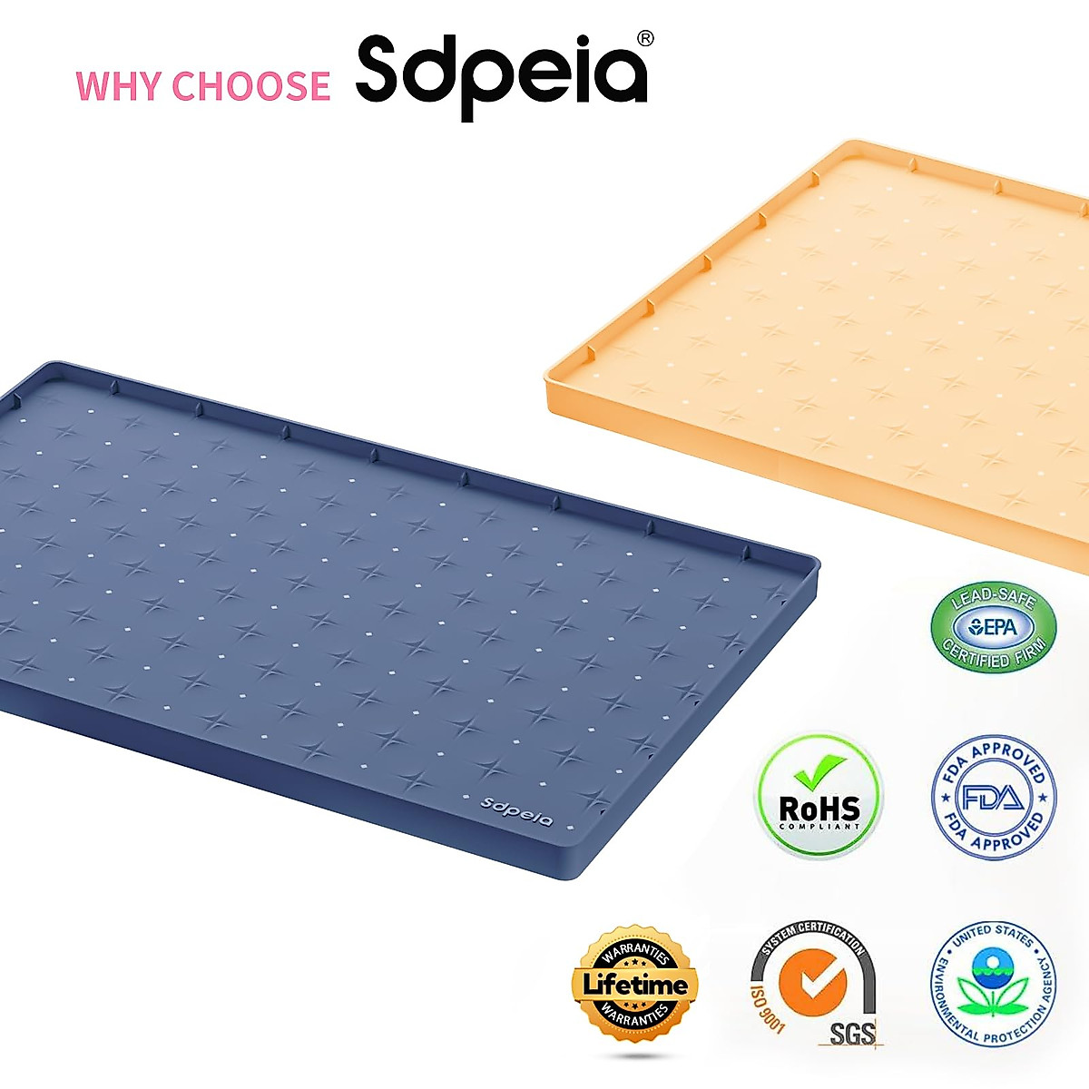 Sdpeia Under Sink Mat for [34" x 22"] Cabinet, Upgraded Silicone Waterproof Mat Kitchen Cabinet Liner Cabinet Protector Kitchen Organizers and Storage