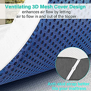 Memory Foam Mattress Topper King 4 inch-Gel Cooling Foam Mattress Topper with Washable Ventilated Fiber Cover and Air Flow Swirl Design-CertiPUR-US Certified-New Version