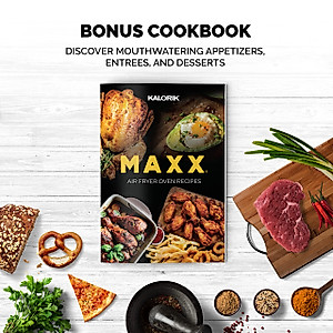 Kalorik MAXX® Digital Air Fryer FT 47823 BKSS | 6-Quart Oilless Air Fryer with 7 Cooking Functions | LED Display | 21 Smart Presets | 5 Dishwasher-Safe Accessories & Bonus Recipe Book | Nonstick Air Frying Basket  | 1750W | Stainless Steel & Black