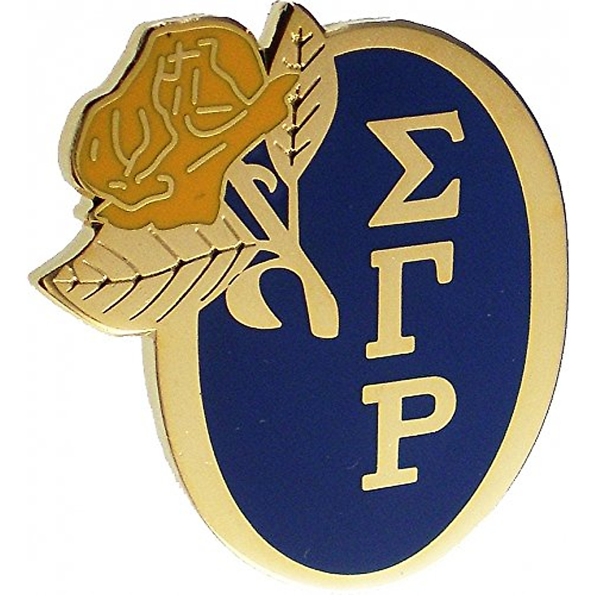 Cultural Exchange Sigma Gamma Rho Rose Flower Lapel Pin [Gold - 1"]