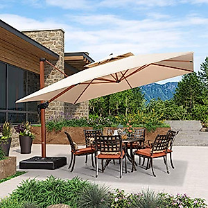 PURPLE LEAF 12 feet x 12 feet Patio Umbrella Outdoor Square Umbrella Large Cantilever Umbrella Windproof Offset Umbrella Heavy Duty Sun Umbrella for Garden Deck Pool Patio, Beige