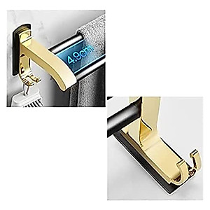 Towel BAR Rack Towel Rack Towel Holder Towel Hanger Double Rod Towel Rail Wall Mounted Towel Rack No Drill Adhesive with Hook Space Aluminum for Restroom Toilet,40cm