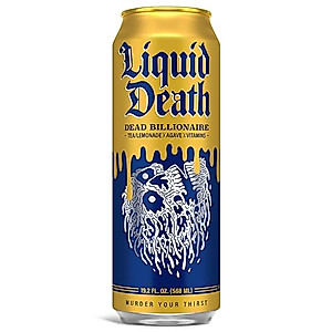 Liquid Death Iced Black Tea/Lemonade, Dead Billionaire (aka Armless Palmer) 19.2oz King Size Cans (8-Pack)
