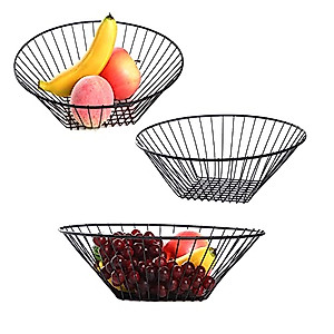 3-Tier Kitchen Wire Storage Basket Hanging Basket Fruit Storage