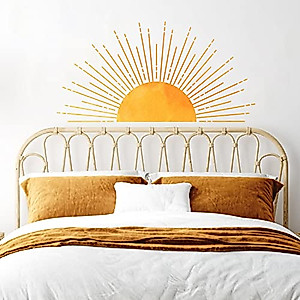 Half Sun Wall Decal Large Wall Decal Sunshine Wall Stickers Vinyl Wall Decals Nursery Wall Sticker Peel and Stick for Kids Playroom Bedroom Living Room Wall Art Decor