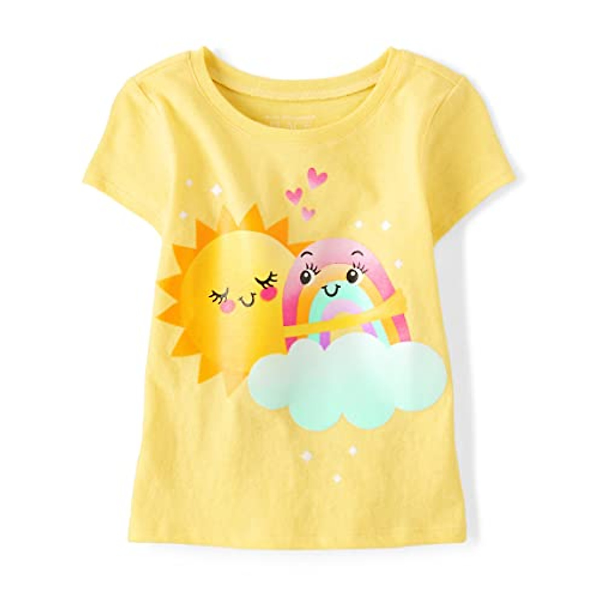 The Children's Place Baby Toddler Girls Short Sleeve Graphic T-Shirt, Rainbow, 5T