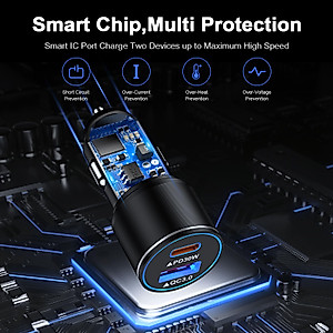 Fast Car Charger 48W USB C Car Cigarette Lighter Plug Android Phone Car Adapter C to C Type Fast Charging Cable for Google Pixel 8 7 Pro 7a 7 6,Samsung Galaxy S23 S22 S10 A14 5G A34,iPhone 15