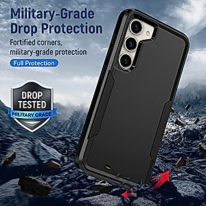 Warsia for Samsung Galaxy S23 Case,Galaxy S23 Case with Screen Protector [Military Grade Drop Tested] Heavy-Duty Tough Rugged Shockproof Protective Case for Samsung S23 6.1", Black