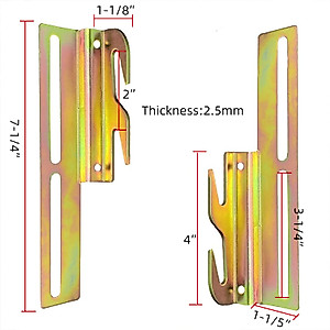 2Pcs#711 Bed Frame Bolt On to Hook On Conversion Brackets for Headboard with Hardware, Adjustable Bed Rail Hook Plate Adapter，Hook on Bed Rails Brackets