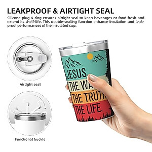 12oz Tumbler Vintage Jesus The Way Truth Life Stainless Steel Cup With Straw And Lid Spill Proof Bulk Double Wall Vacuum Reusable Water Tumblers For Cold Hot Drink