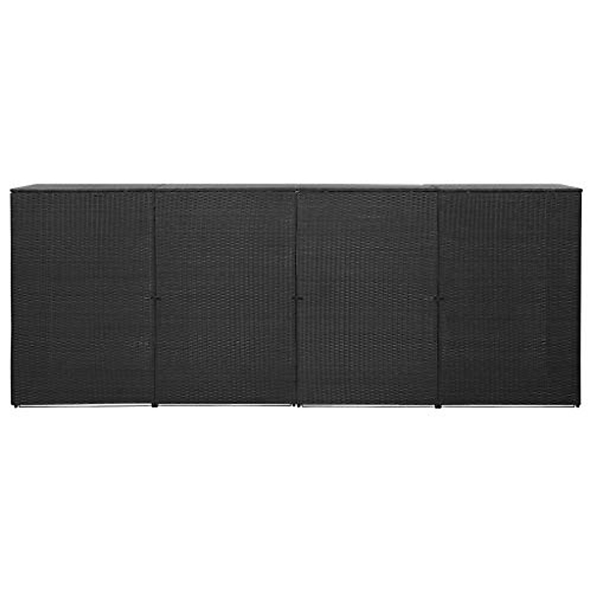 loibinfen Poly Rattan Quadruple Outdoor Wheelie Storage Bin Shed with 4 Large Doors and Locking System for Barkyard Outdoor Patio Garden 120.1"x30.7"x47.2" Black