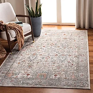 MARTHA STEWART x SAFAVIEH 9' x 12' Grey/Ivory MSR877F Dakota Oriental Non-Shedding Area Rug