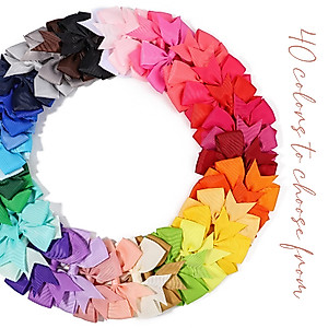 40PCS 3 Inch Hair Bows for Girls Grosgrain Ribbon Toddler Accessories with Alligator Clip Bow Baby Kids Teens