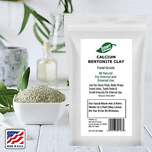 SMART SOLUTIONS Calcium Bentonite Clay Food Grade, 2 lb Pure Indian Healing Clay - All Natural for Internal and External Use | DIY Facial Treatments, Deodorants, Hair Masks