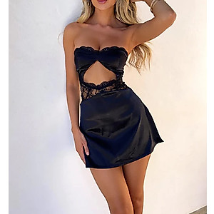 Women Summer Off Shoulder Tube Mini Dress Sexy Bodycon Strapless Floral Short Dress Y2k Backless Fairy Mini Dress