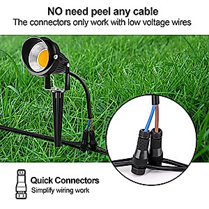 ZUCKEO 10W Landscape Lighting Low Voltage LED Landscape Lights, IP66 Waterproof Landscape Spotlights Yard Lawn Garden Outdoor Lights 12V 24V 1000LM Warm White (12Pack with Connectors)
