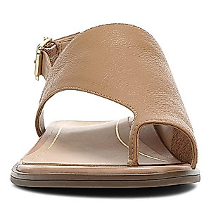 Vionic Women's Citrine Ella Flat Comfort Sandal- Supportive Adjustable Walking Sandals That Includes an Orthotic Insole and Cushioned Outsole for Arch Support, Nude 9 Wide