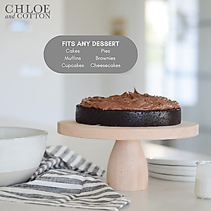 11" Beech Wood Cake Stand | Footed Cake Plate for Birthday Parties, Weddings, Graduations, & All Celebrations | Designed by Chloe & Cotton