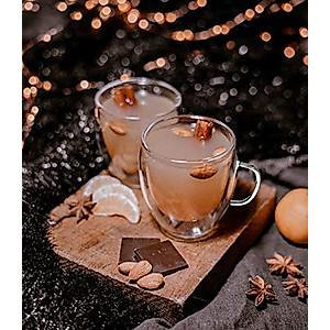 FIXTADE Clear Coffee Mugs Set of 2 - Double Wall Cups with Handle - Glass Tea Mugs Each 12 Ounces（ 350ml）