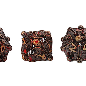 Keenso 7pcs Metal Hollow Dice,Fine Copper Skeleton Polyhedral Metal Dice for Role Playing Board Games