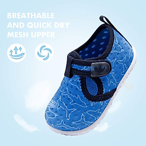 FEETCITY Water Shoes for Baby Boys and Girls Barefoot Aqua Socks Quick Dry Beach Swim Pool Shoe Blue Shark 6-12 Months Infant