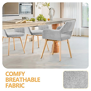 YEEFY Mid Century Modern Dining Chairs Set of 2 & 4 & 6 Comfy Accent Chair Upholstered Kitchen Dining Living Room Chairs for Bedrooms Waiting Room Home Arm Desk Chair No Wheels (Gray, 2)