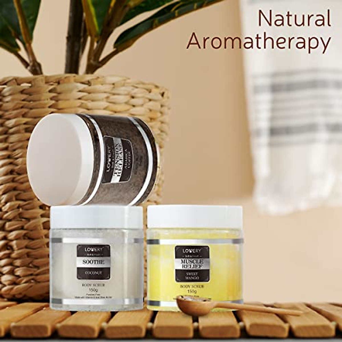 Body Scrub, Gifts for Women & Men, 6pc Exfoliating Body, Face, Hand, Foot Scrub, Himalayan Salt, Brown Sugar, Coconut, Arabica Coffee, Acne, Stretch Marks & Cellulite Remover, Essential Oils