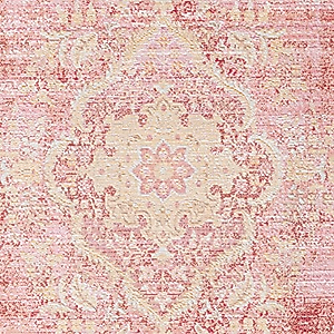 Momeni Rugs Isabella Traditional Medallion Flat Weave Area Rug, 5'3" X 7'3", Pink
