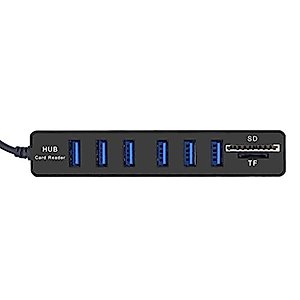 SHYPT USB Hub 2.0 Multi USB 2.0 Hub USB Splitter High Speed 6 USB Card Reader USB Extender for PC Laptop (Color : Black)