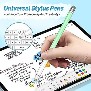 Universal Stylus Pens for Touch Screens (2 Pcs), High Sensitivity Fiber Tips, Compatible with Apple/iPhone/iPad/iOS/Android/Samsung Tablets and All Capacitive Touch Screens (Green+Blue)