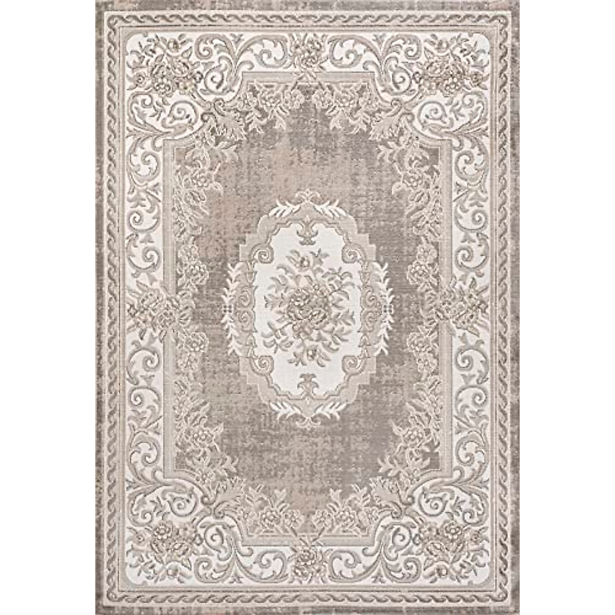 JONATHAN Y MDP401A-4 Rosalia Cottage Medallion Indoor Area-Rug Vintage Bohemian Easy-Cleaning Bedroom Kitchen Living Room Non Shedding, 4 ft x 6 ft, Ivory/Navy