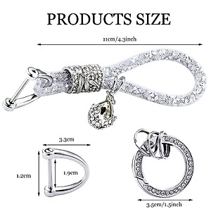 yonwait Pack-1 B-ling Crystal Car Keychain, Keychain Accessories With B-ling Rhinestones, Car Key Chains Glitter Key Ring (Silver)