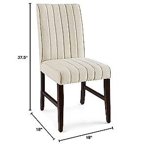 Modway Motivate Channel Tufted Upholstered Fabric Dining Side Chair, Set of 2, Beige